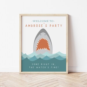 Shark Birthday Welcome Sign | Shark Party Decor Editable Template ...