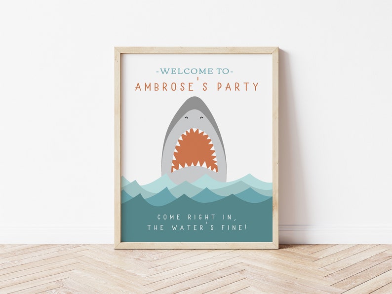 Shark Birthday Welcome Sign Shark Party Decor Editable - Etsy