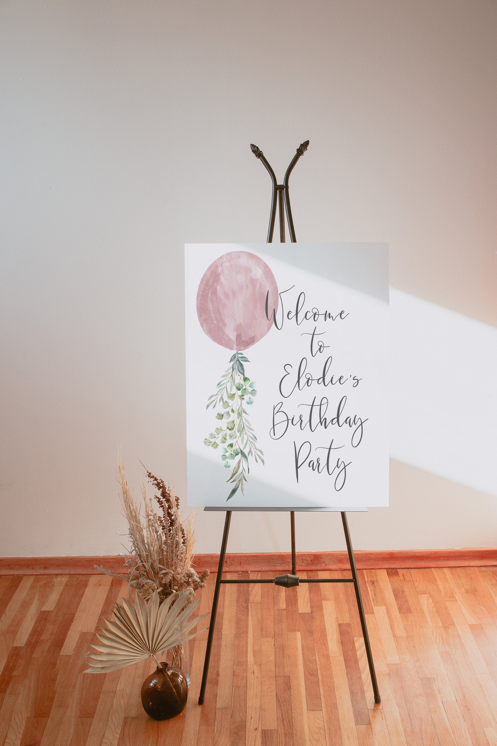 Pink Balloon Baby Shower Welcome Sign Girl Birthday Party - Etsy