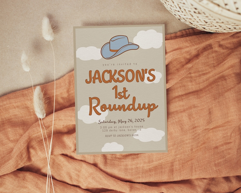 Editable 1st Roundup Birthday Invitation Template Our Little - Etsy