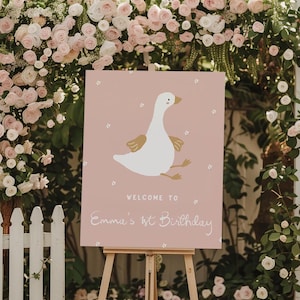 One Silly Goose Welcome Sign Template | Editable Girl Goose 1st ...