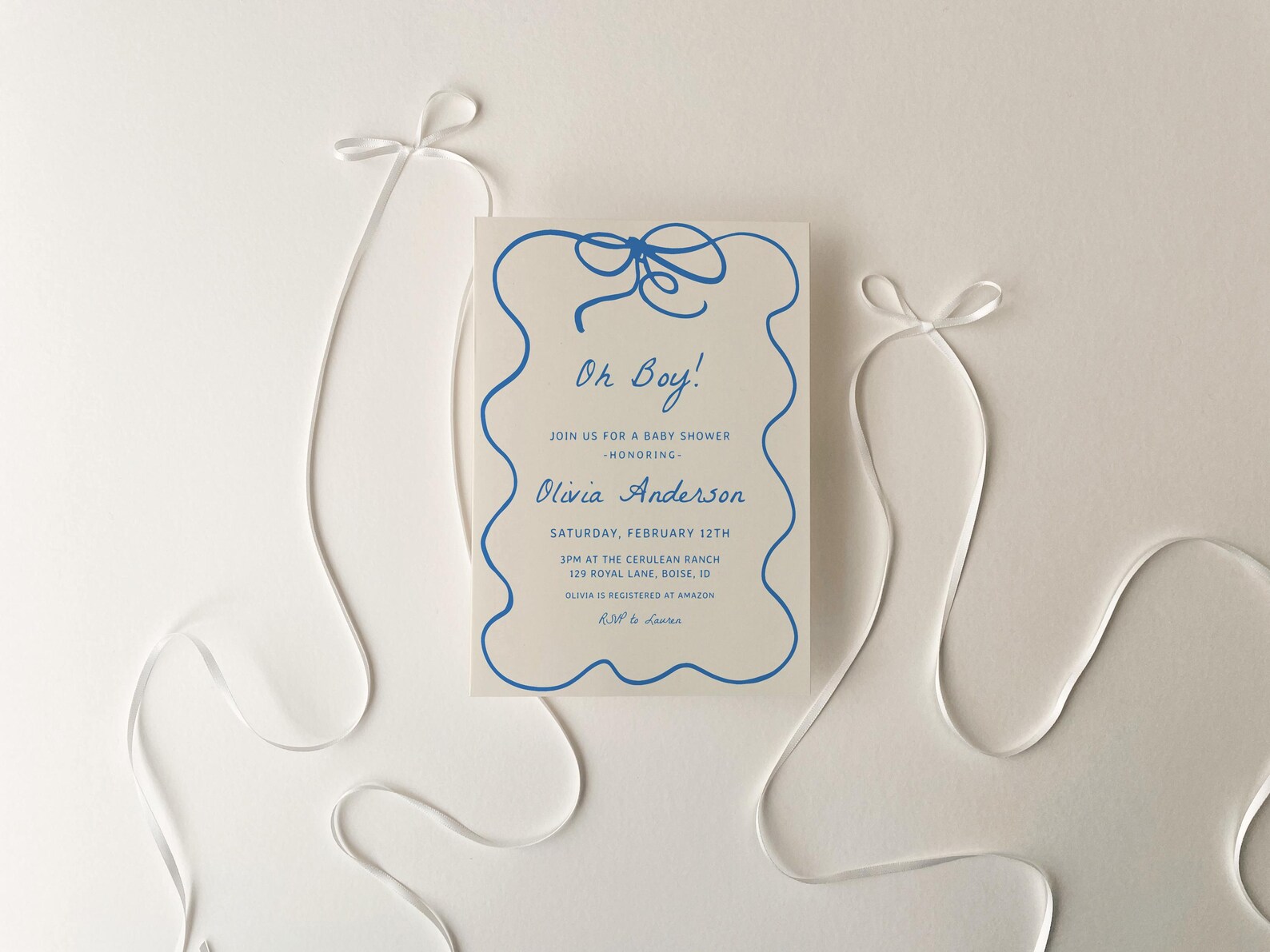 Oh Boy Baby Shower Invitation Template | Editable Hand Drawn Blue Boy ...
