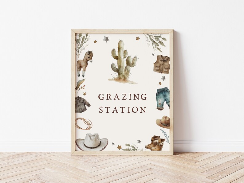 Editable Grazing Station Sign Template | 1st Rodeo Birthday Decor ...