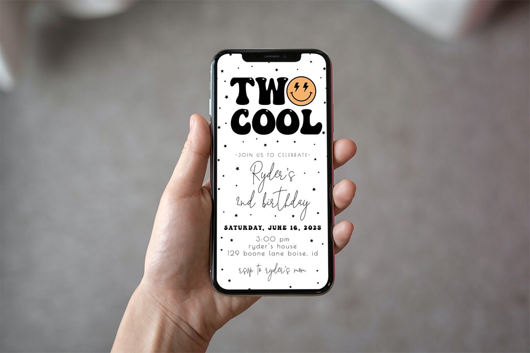 TWO Cool 2nd Birthday Text Invitation Template Editable - Etsy