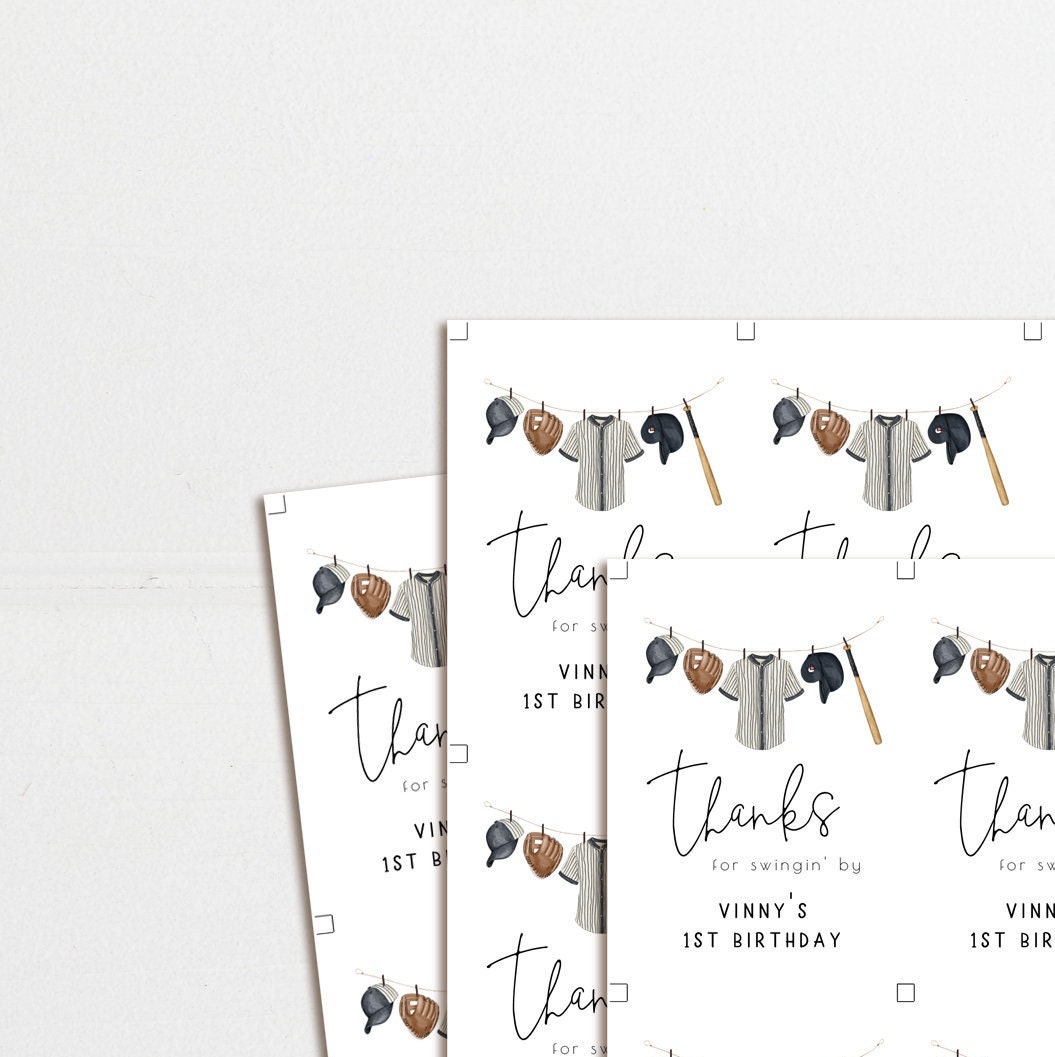 Baseball Thank You Favor Tag Rookie Year 1st Birthday - Etsy