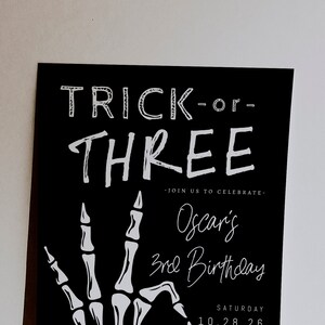 Trick or THREE 3rd Birthday Invitation Template | Fall Halloween Third ...
