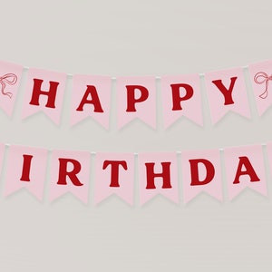 Bow Birthday Banner Template | Editable Hand Drawn Bow Birthday Sign ...