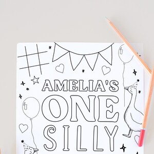 One Silly Goose Coloring Sheet Template | Editable Goose 1st Birthday ...