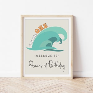 Surf 1st Birthday Welcome Sign Template | the Big ONE First Birthday ...