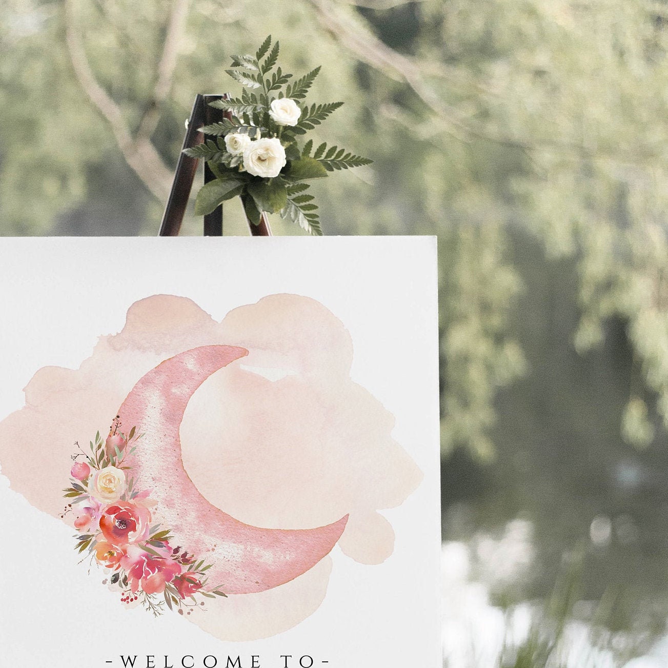 Moon Baby Shower Welcome Sign Template | Girl Over the Moon Baby ...