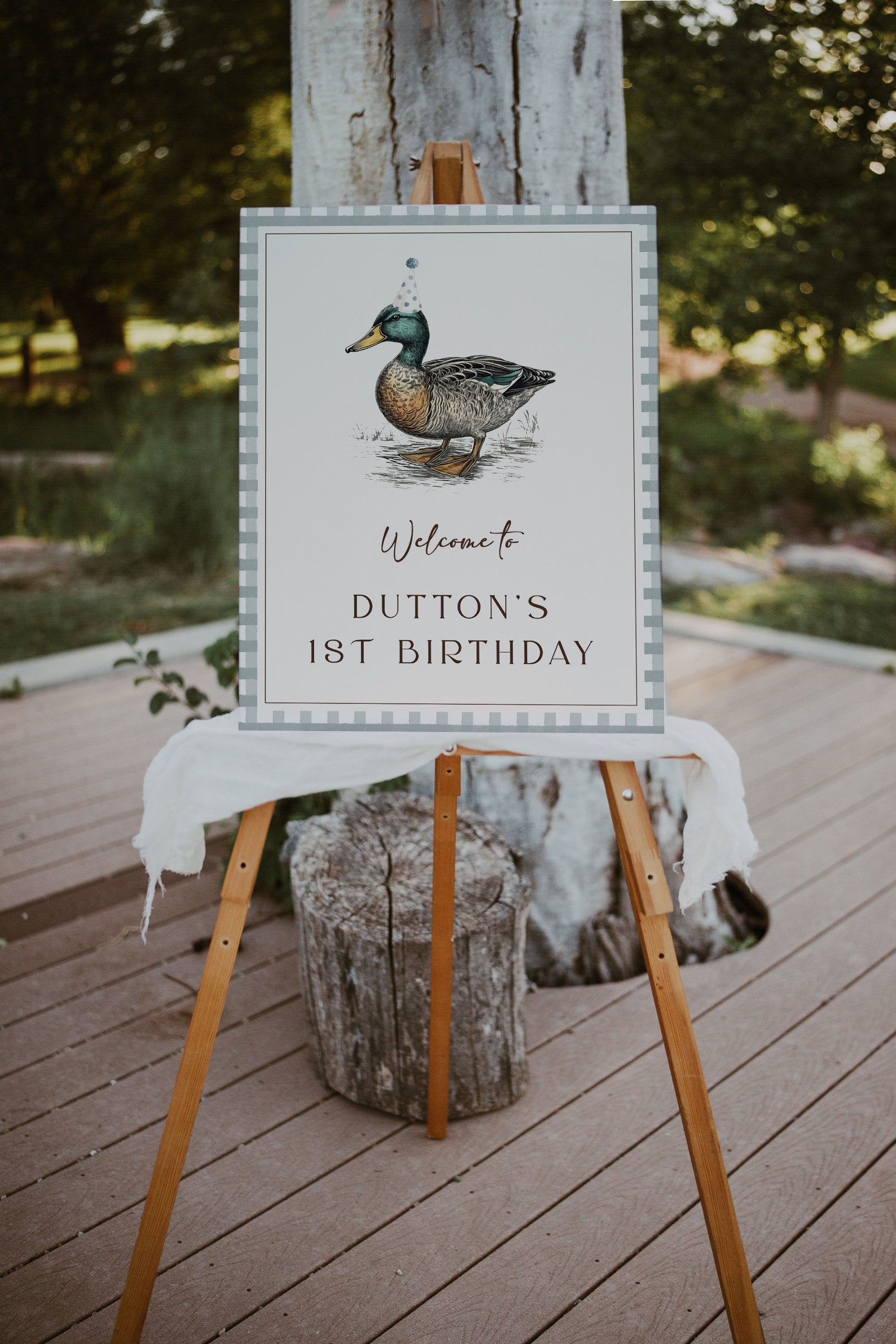One Lucky Duck Birthday Welcome Sign Template | Editable Duck First ...