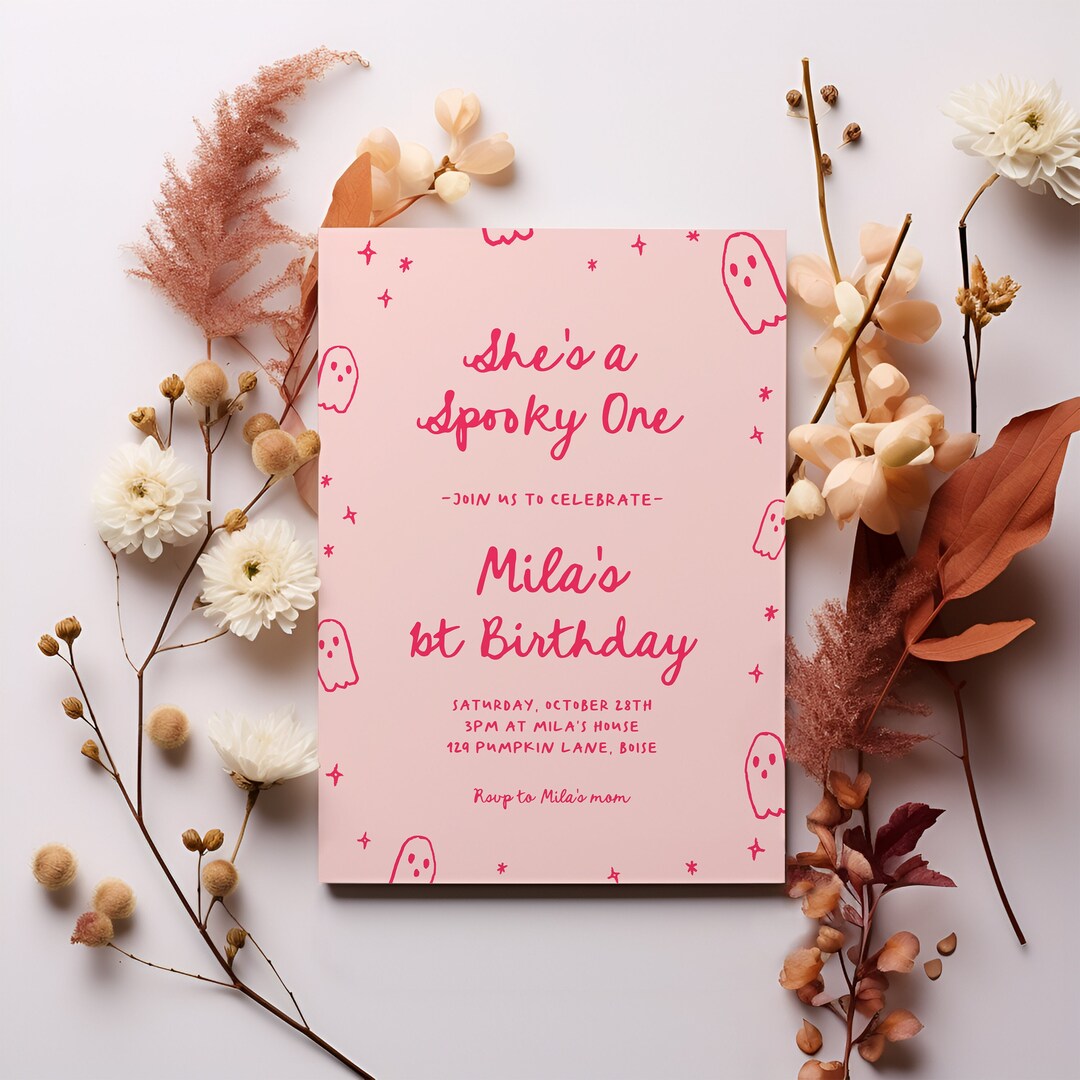 Spooky ONE Birthday Invitation Template | Editable She's a Spooky One ...