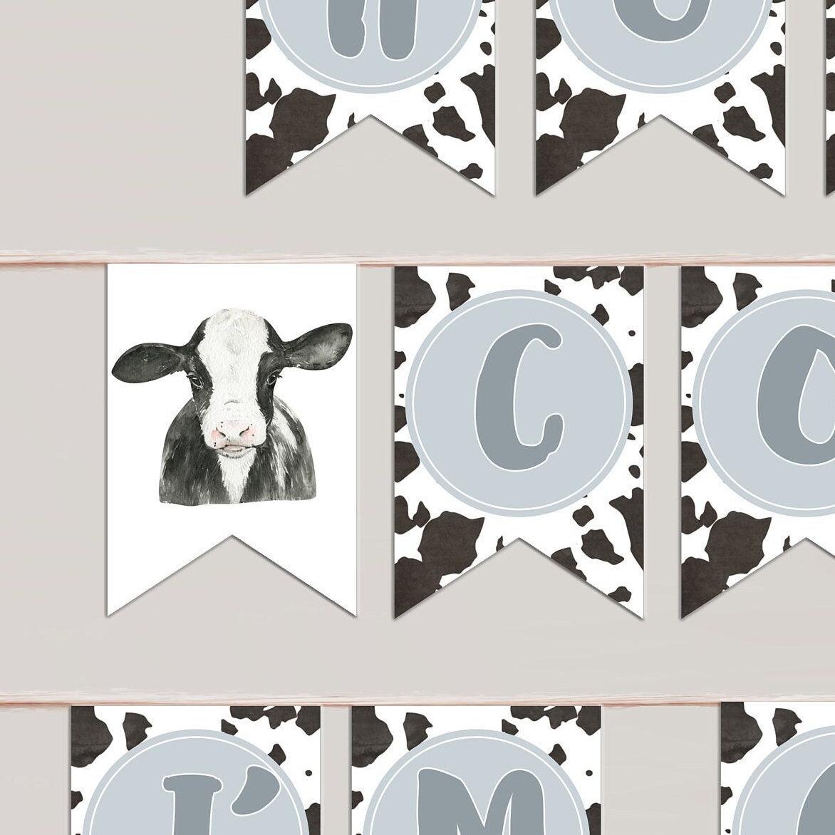Holy Cow I'm One Banner Template | Editable Cow Boy 1st Birthday ...