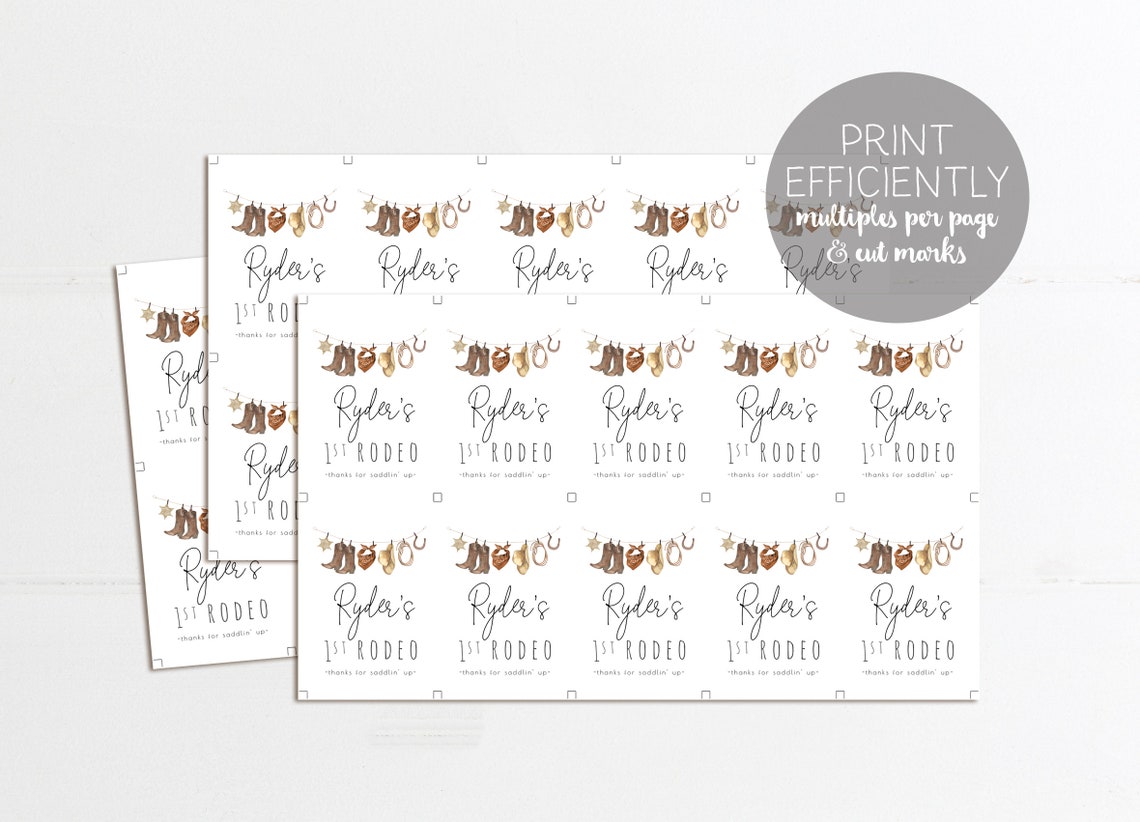 1st Rodeo Thank You Favor Tag Template Burnt Orange Cowboy - Etsy