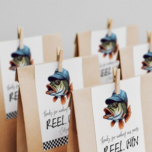 Editable Fish Thank You Favor Tag Template | Reel Fun Bass Birthday ...