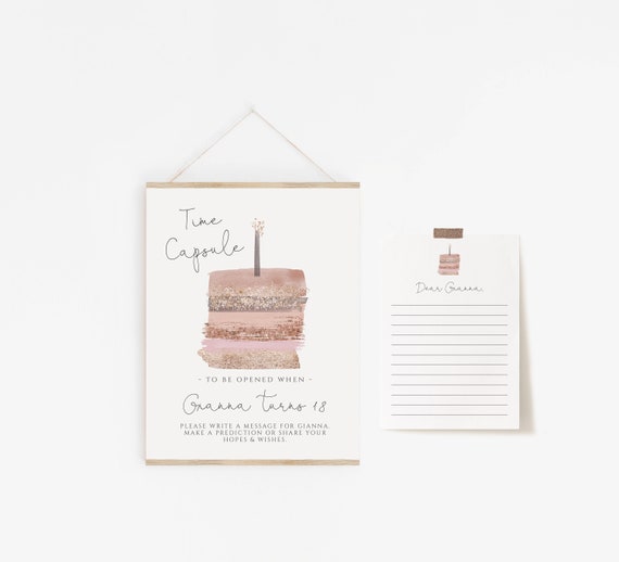 Pink 1st Birthday Time Capsule Sign Editable Time Capsule | Etsy