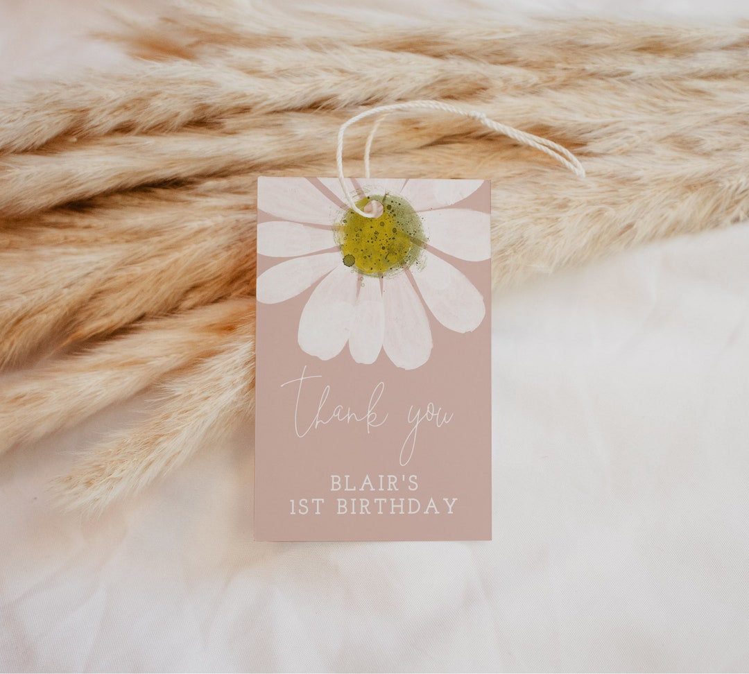 Daisy Favor Tag Template | Daisy Thank You Birthday Party Printable Tag ...