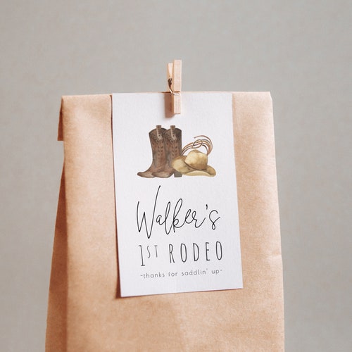First Rodeo Thank You Favor Tag Cowboy 1st Birthday Printable - Etsy