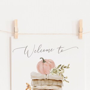 Editable Pumpkin Baby Shower Welcome Sign Pink Little - Etsy