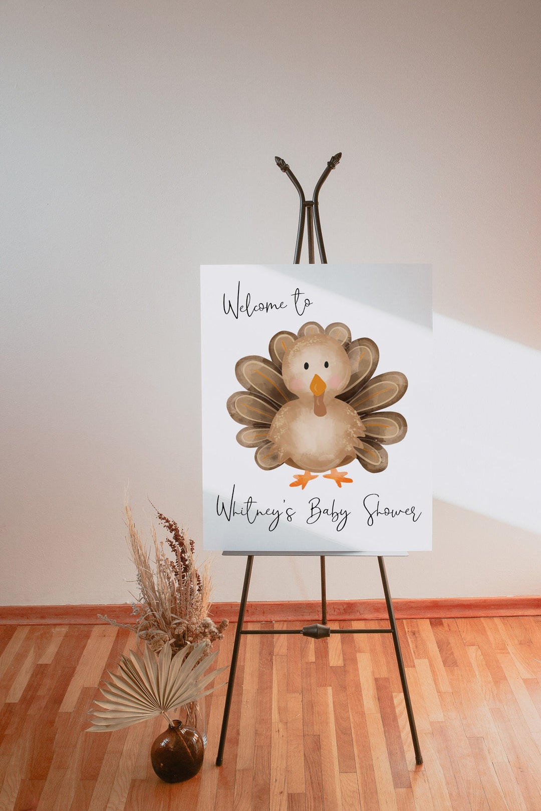 Turkey Baby Shower Welcome Sign Template | Editable A Little Turkey is ...