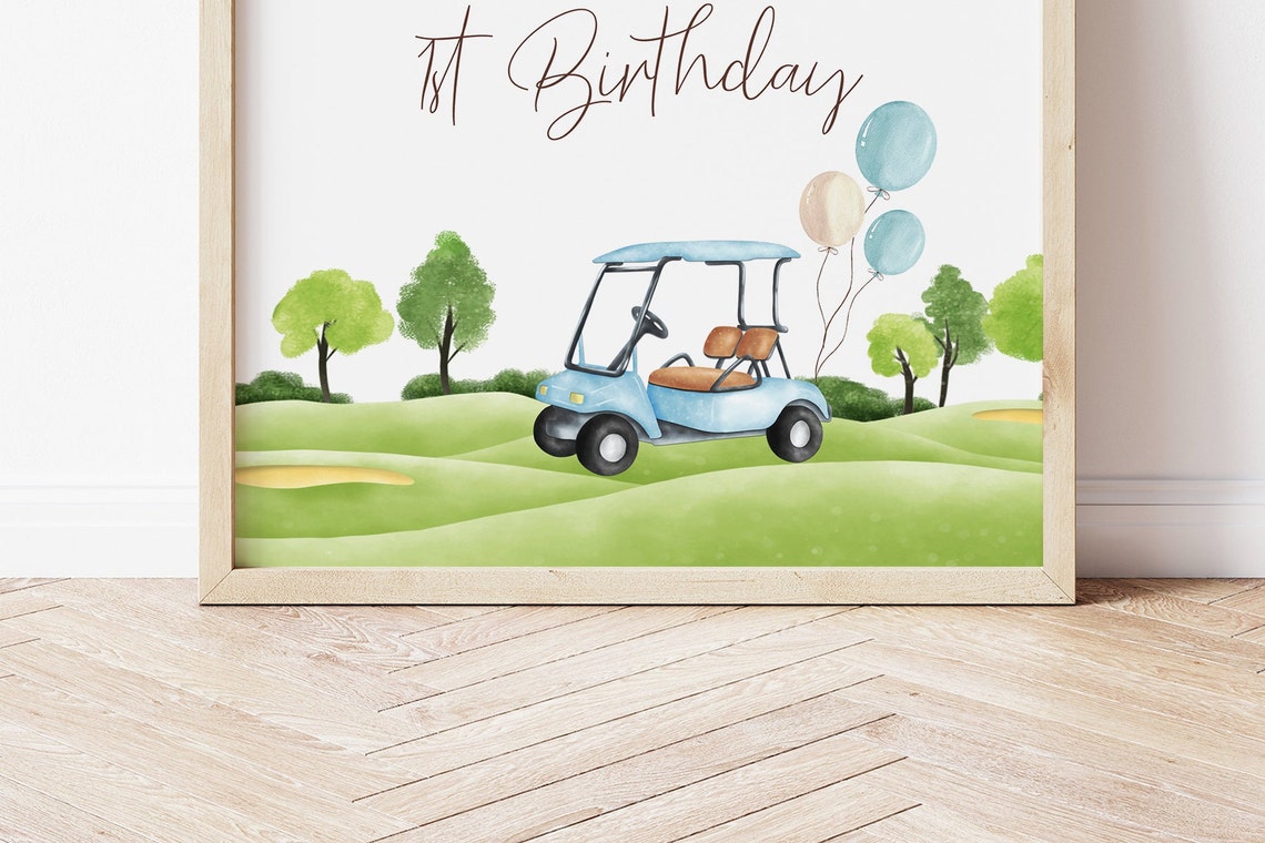 Golf 1st Birthday Welcome Sign Template | Hole in ONE First Birthday ...