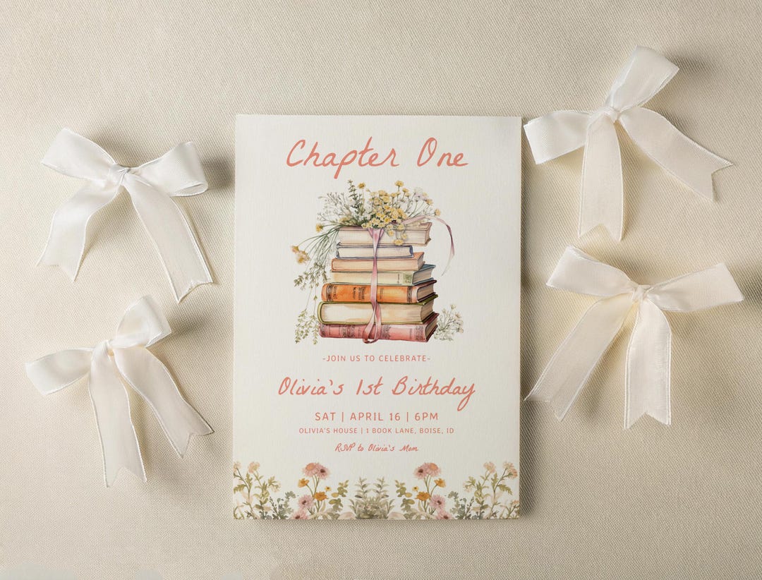 Chapter One 1st Birthday Invitation Template - Editable Chapter One in ...