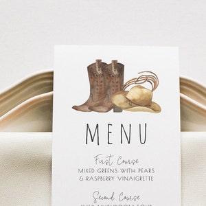 Rodeo Menu Template | Editable Cowboy Western Baby Shower Menu S229 ...