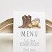 Rodeo Menu Template Editable Cowboy Western Baby Shower Menu S229 S227 ...