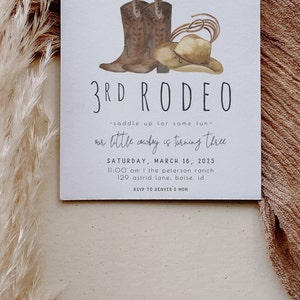 Editable 3rd Rodeo Birthday Invitation Template Our Little Cowboy is ...