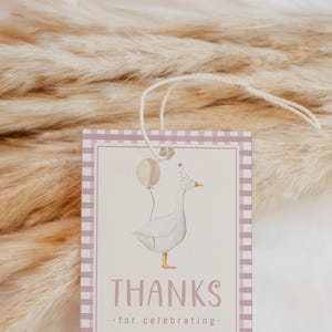 One Silly Goose Favor Tag Template | Editable Goose Girl 1st Birthday ...