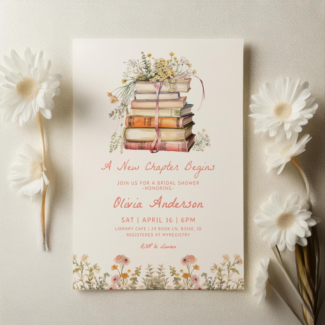 A New Chapter Bridal Shower Invitation Template | Editable Her Next ...