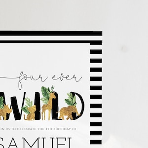 Four Ever Wild 4th Birthday Invitation Editable Template | 4th Bday Boy ...