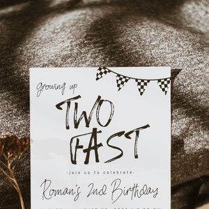 TWO Fast Birthday Invitation Template Editable Vintage Race - Etsy