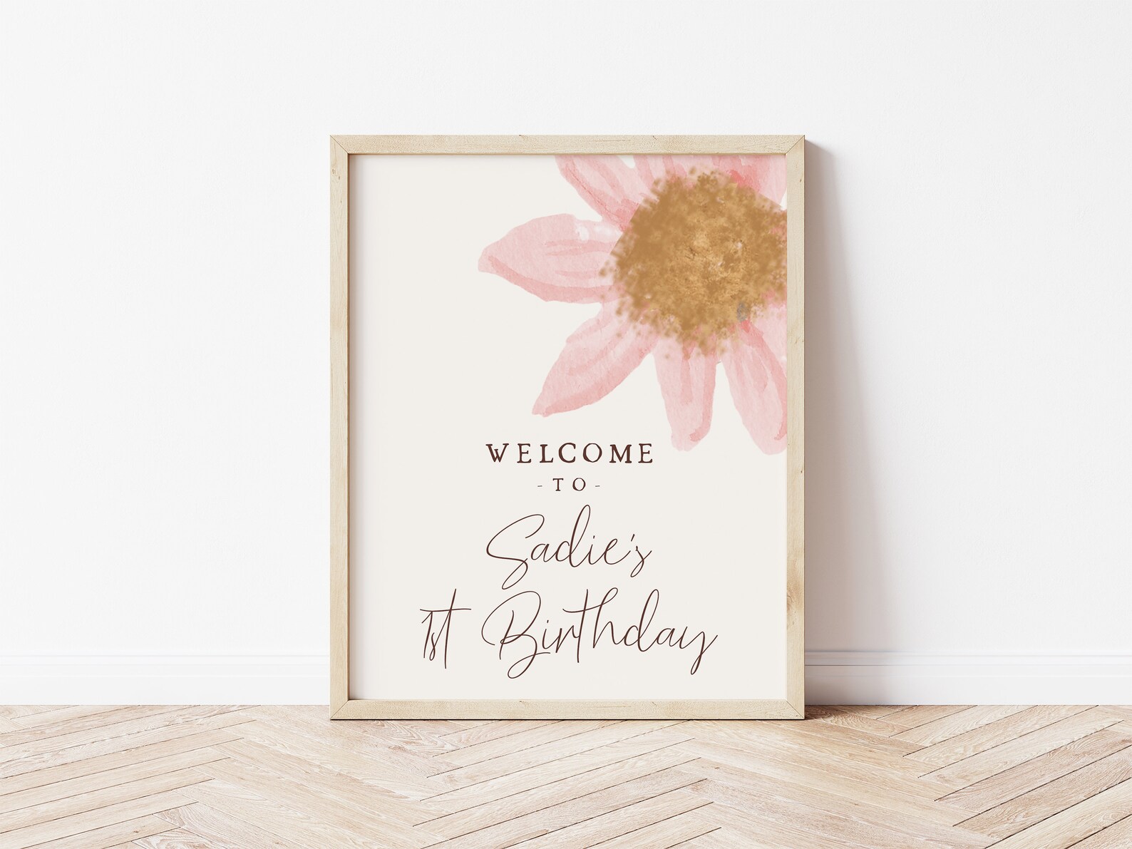 Wildflower Welcome Sign Template Editable Pink Daisy - Etsy