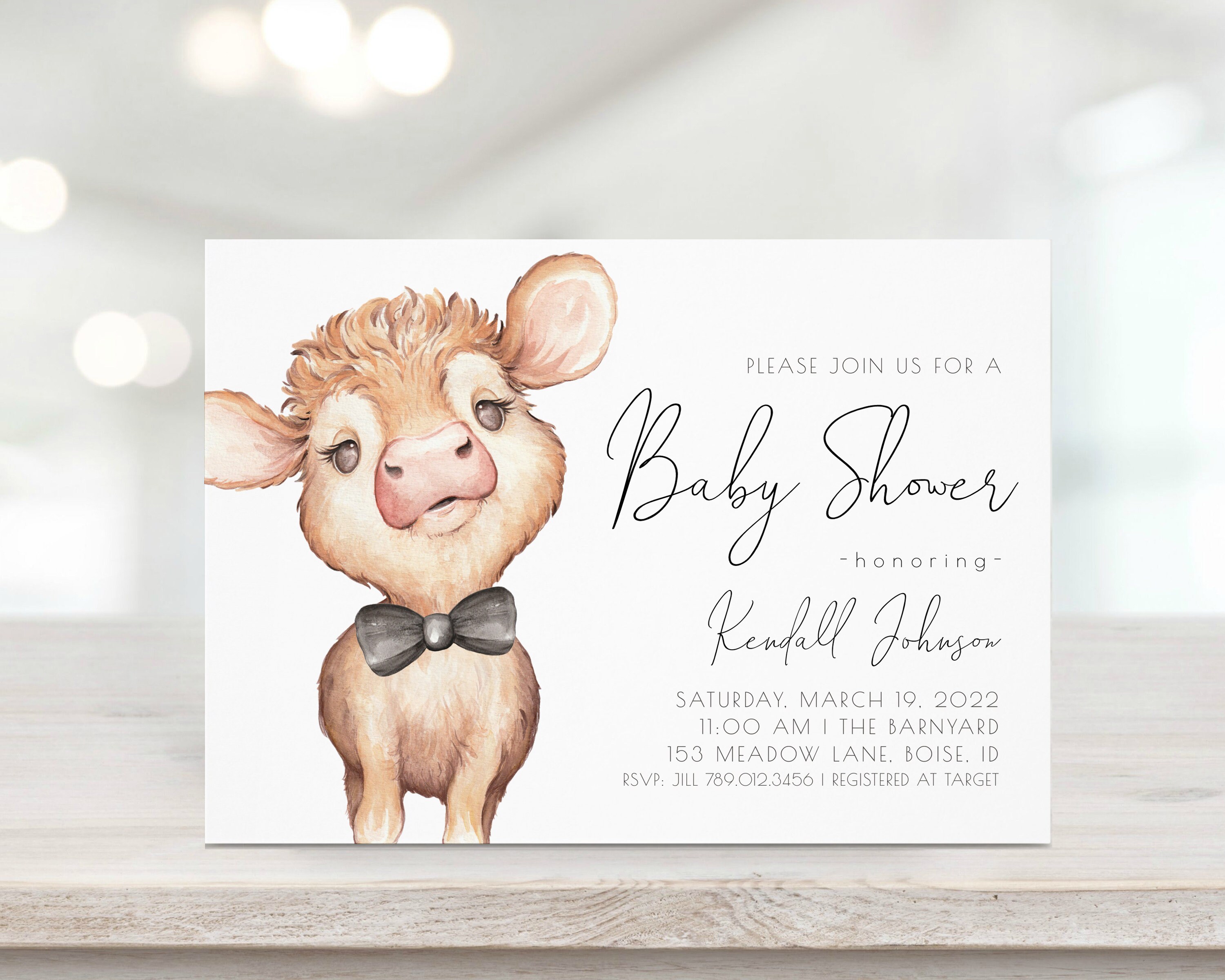 Cow Baby Shower Invitation Editable Template Instant | Etsy