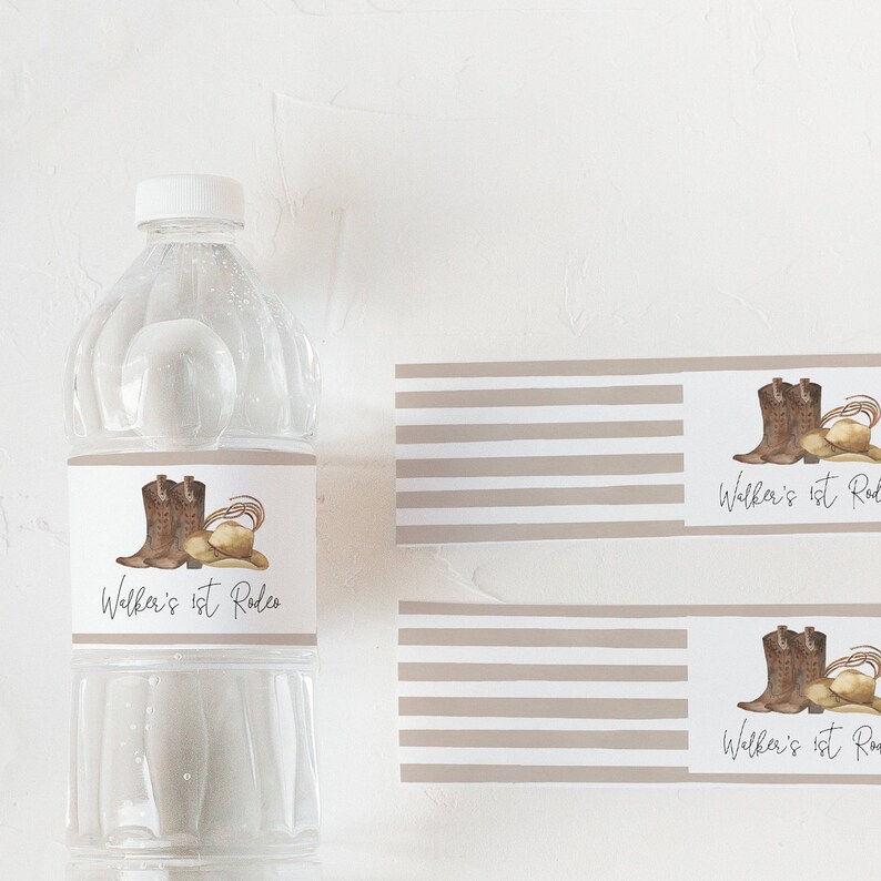 Rodeo Water Bottle Label Template Editable Western Cowboy - Etsy