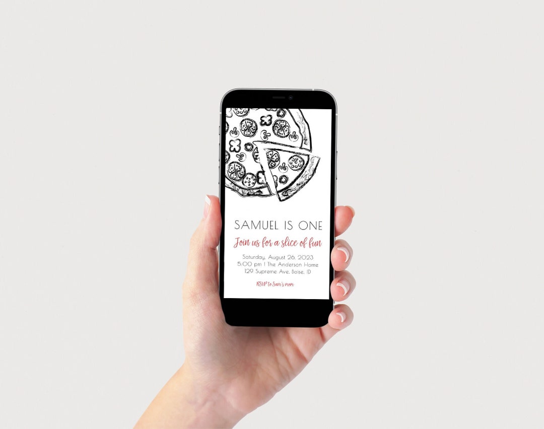 Pizza Party Birthday Text Invitation Template Slice of Fun - Etsy