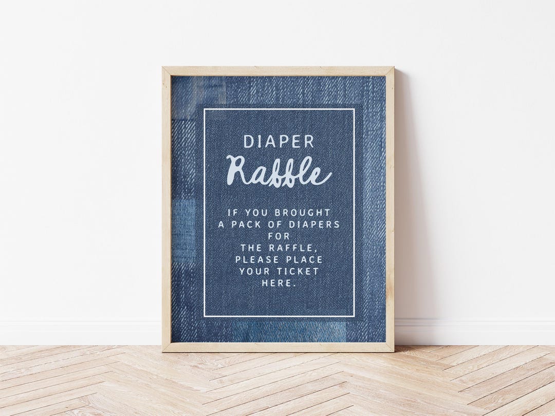 Blue Jean Baby Diaper Raffle Sign Template - Editable Denim Baby Shower ...