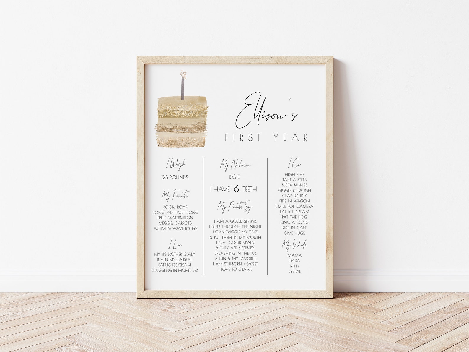 Gold Milestone 1st Birthday Sign Yellow Cake Golden 1st Birthday ...