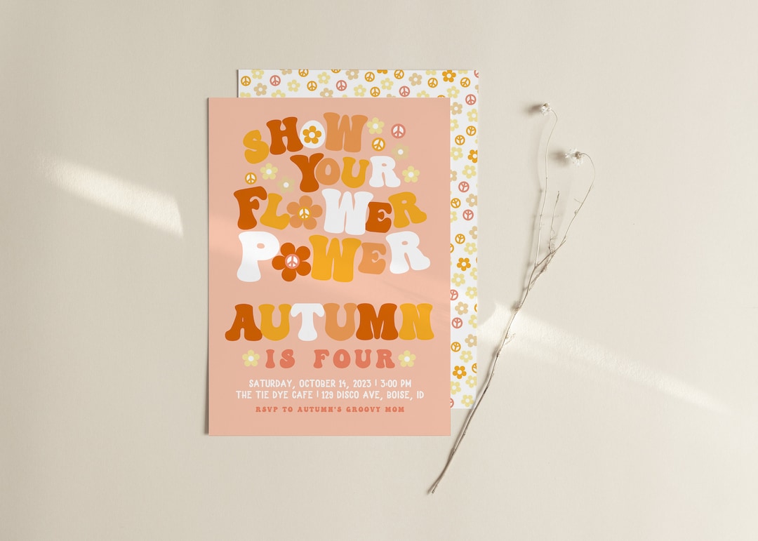 Flower Power Birthday Party Invitation | 70s Tie Dye Party Invite ...