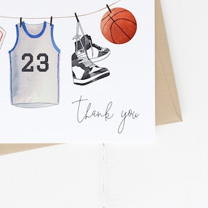 Basketball Thank You Card Printable Editable Template | Sports Baby ...