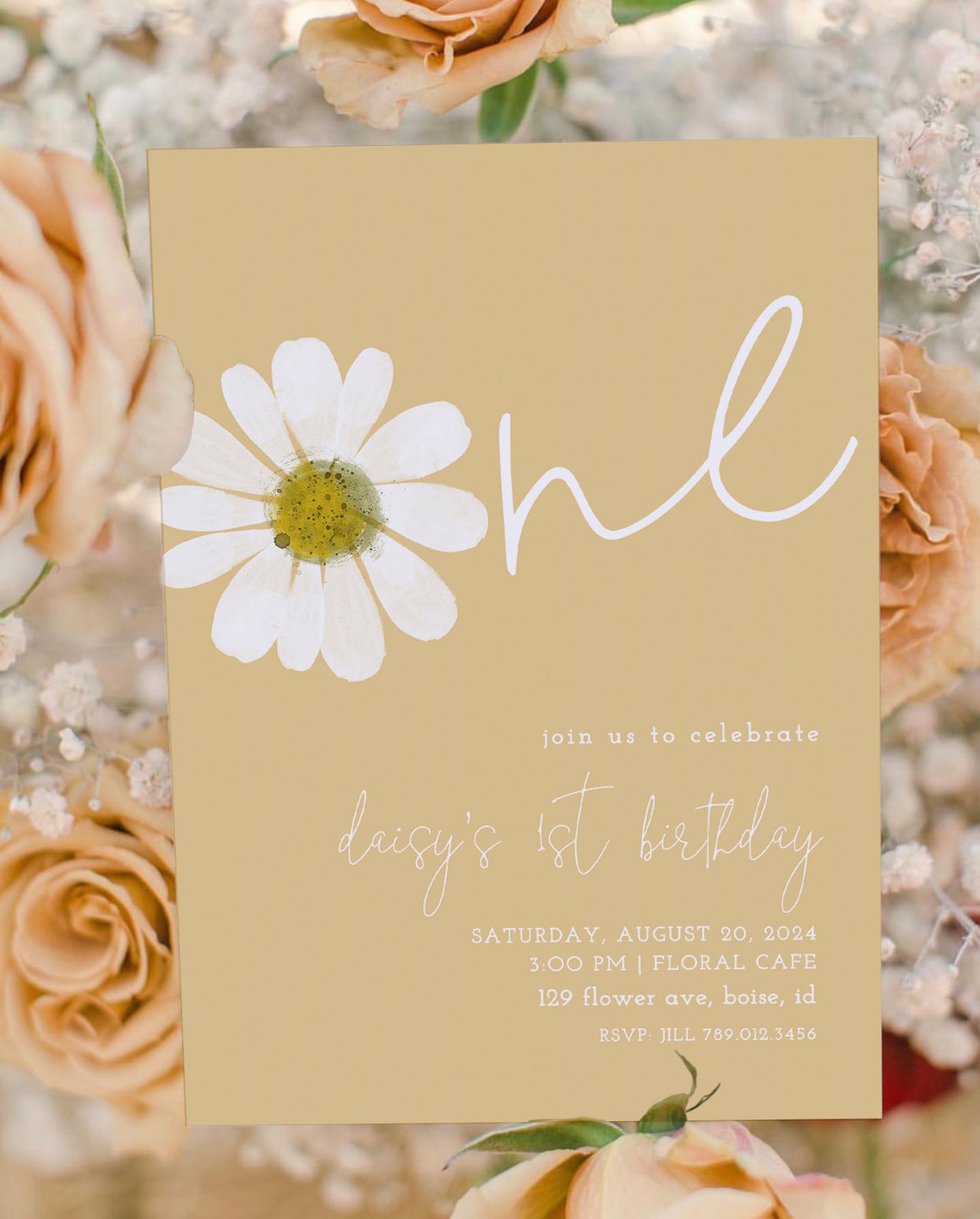 Editable Daisy 1st Birthday Invitation ONE Daisy Girl 1st - Etsy