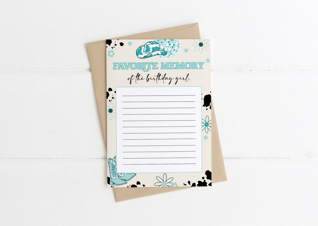 Favorite Memory of the Birthday Girl Cowgirl Template | Editable ...