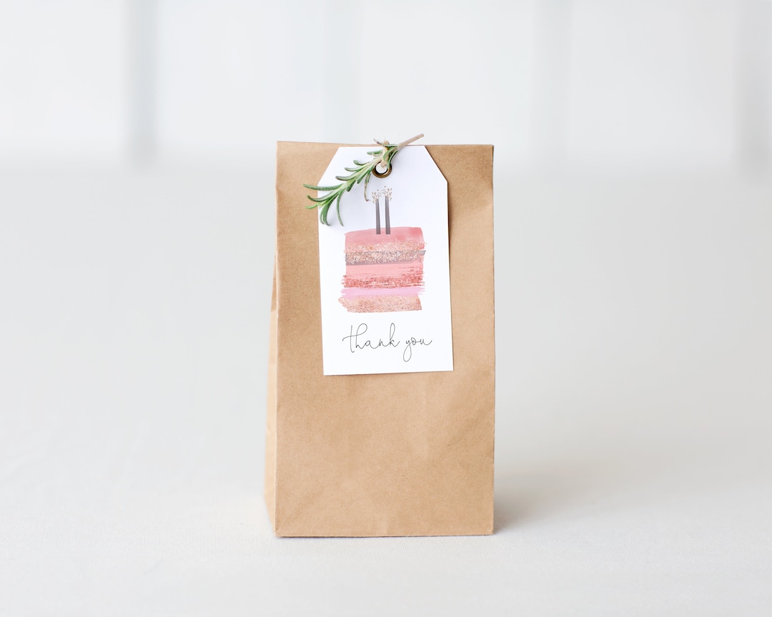 Pink Birthday Cake Thank You Favor Tag Template | 2nd Birthday ...