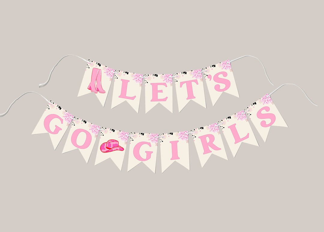 Let's Go Girls Banner Template | Editable Cowgirl 1st Rodeo Birthday ...