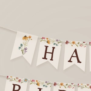 Wildflower Birthday Banner Template | Printable Little Wildflower Happy ...