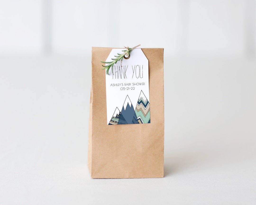 Mountain Thank You Favor Tag Adventure Begins Baby Shower Printable ...