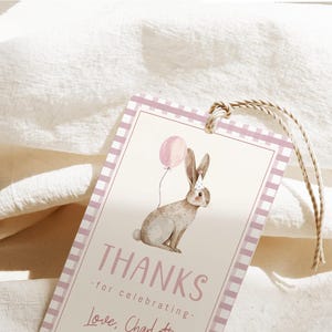 Bunny Favor Tag Template | Editable Rabbit Girl Birthday Party ...