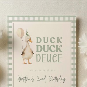 Duck 2nd Birthday Invitation Template | Editable Boy Duck Duck Deuce ...