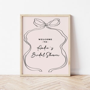 Editable Bow Welcome Sign Template | Hand Drawn Bow Coquette Bridal ...